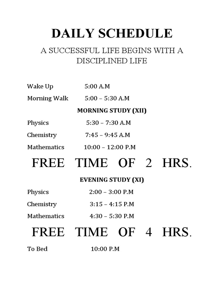 Daily Schedule | PDF