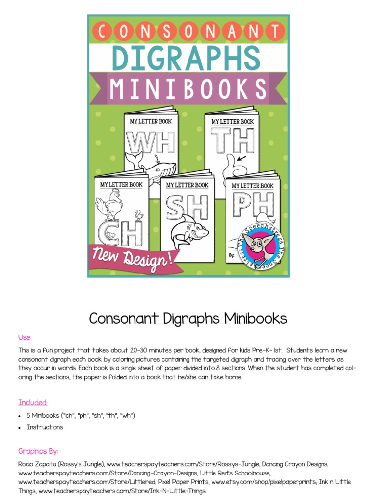 Consonant Digraph Minibooks for Kids | PDF