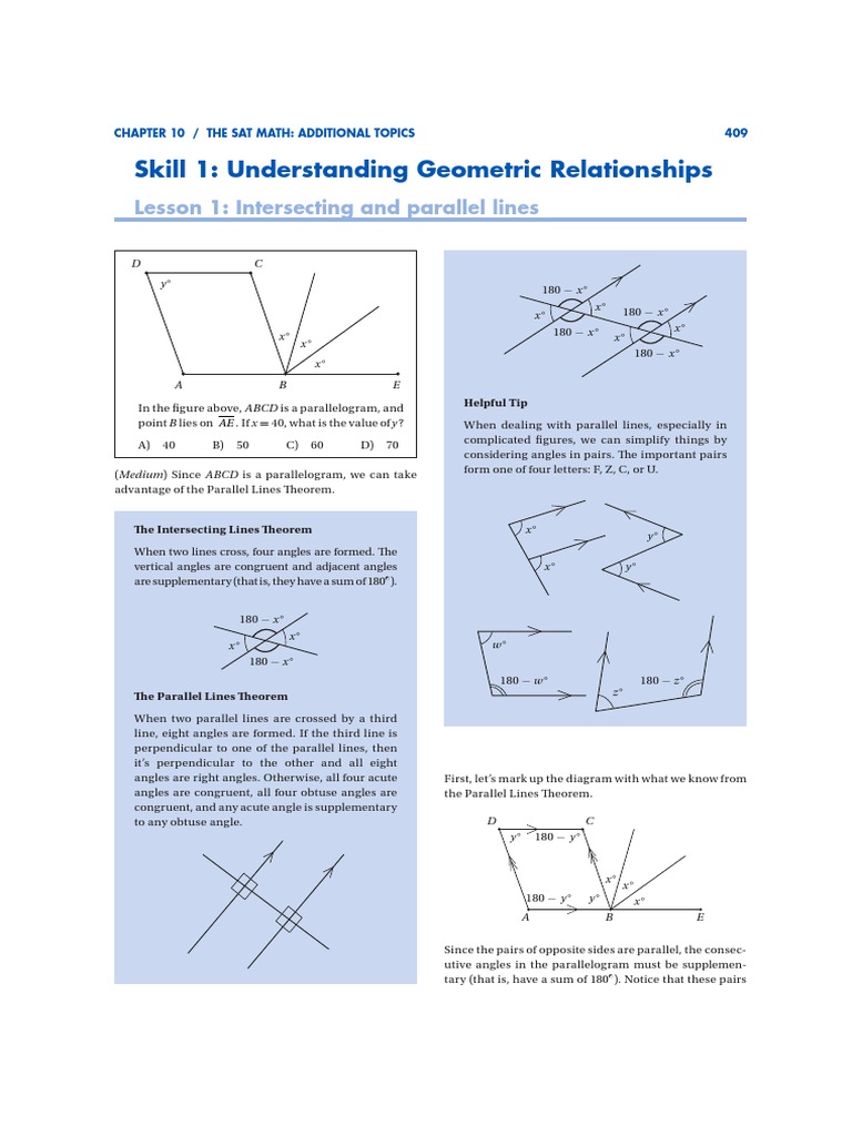 SAT Math: Geometric Relationships Guide | PDF | Triangle | Angle