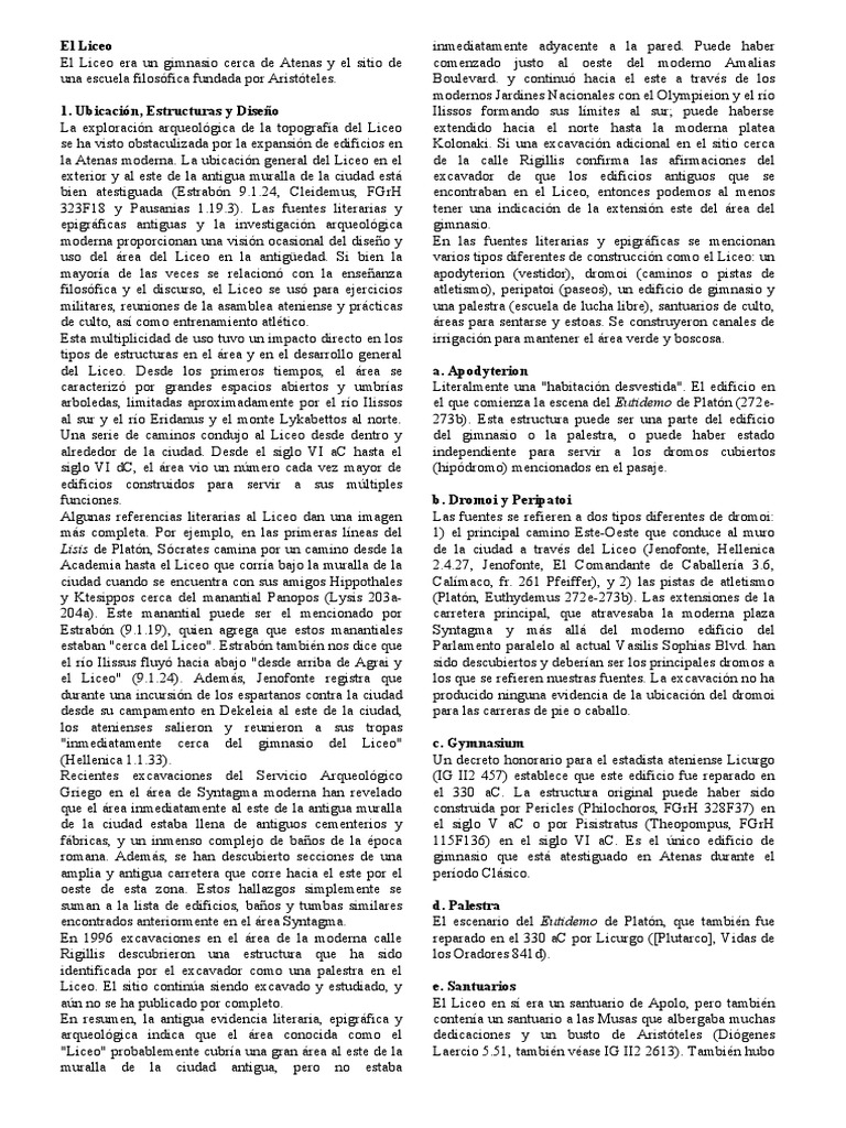 El Liceo | PDF | Aristóteles | Antigua Grecia