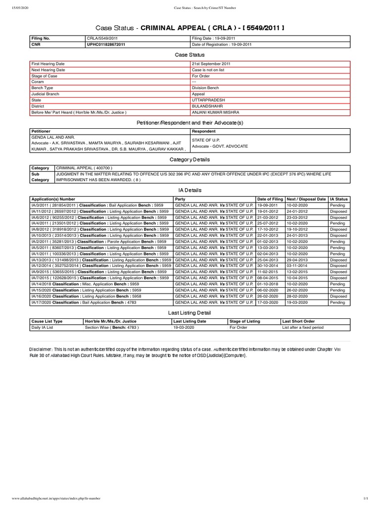 Allahabad High Court Case Status Guide | PDF | Government Institutions ...