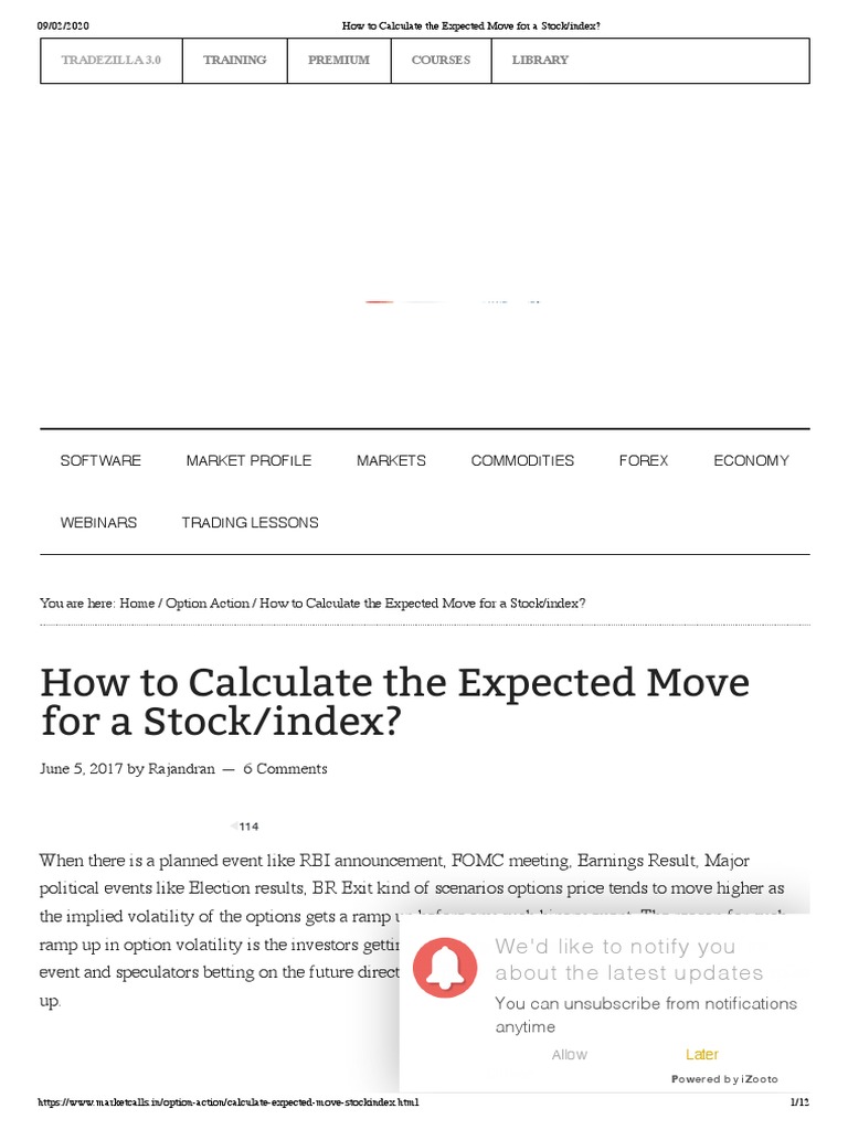 How To Calculate The Expected Move For A Stock - Index | PDF | Implied ...