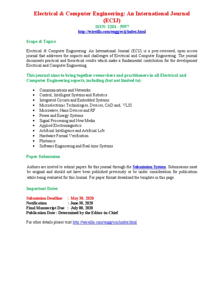 ECIJ: Electrical & Computer Engineering Journal | PDF