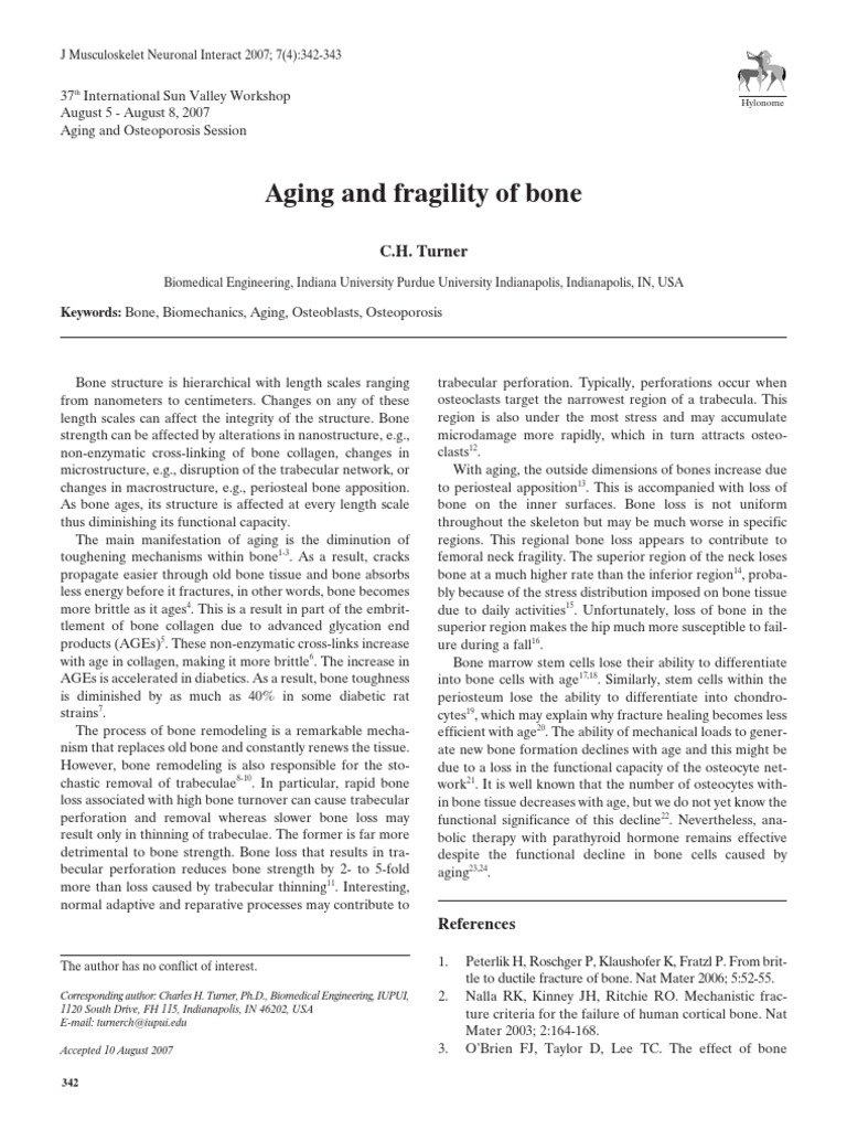 Aging and Fragility of Bone | PDF | Bone | Osteoporosis