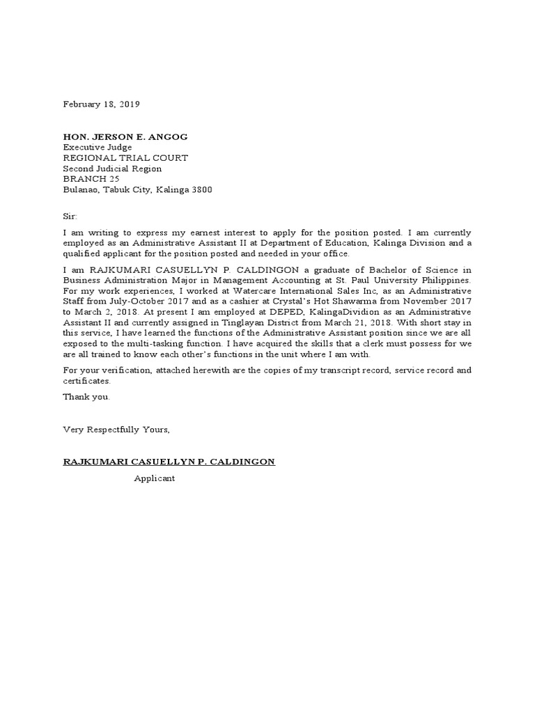 Application Letter-RTC | PDF