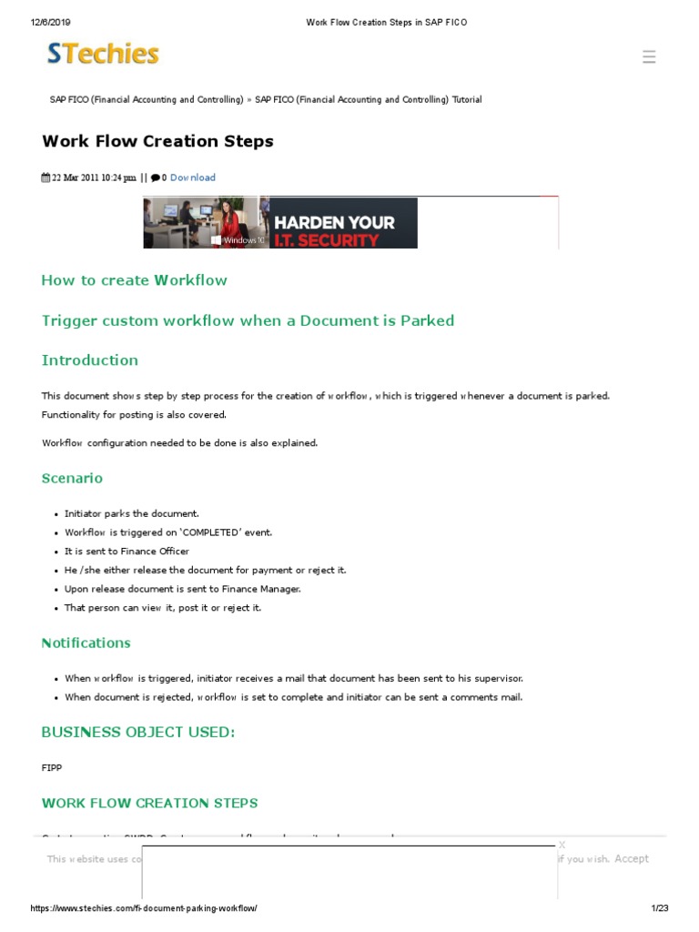 Work Flow Creation Steps in SAP FICO | PDF | Workflow | Http Cookie