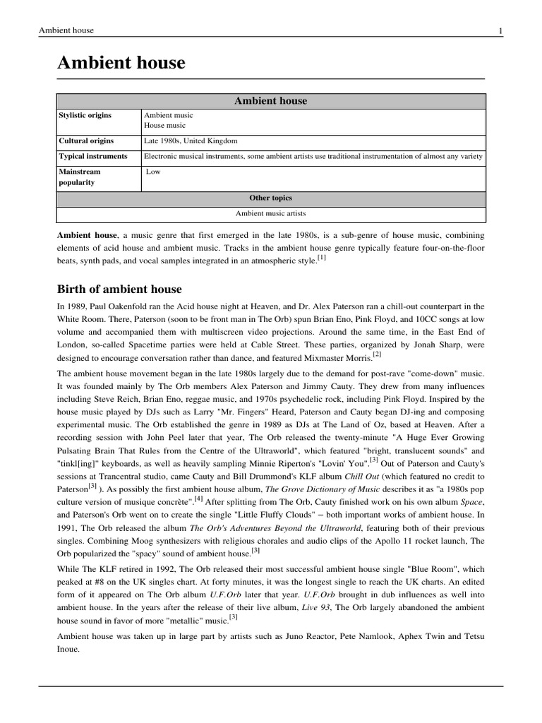 Ambient House | PDF | Electronic Music | Contemporary Music