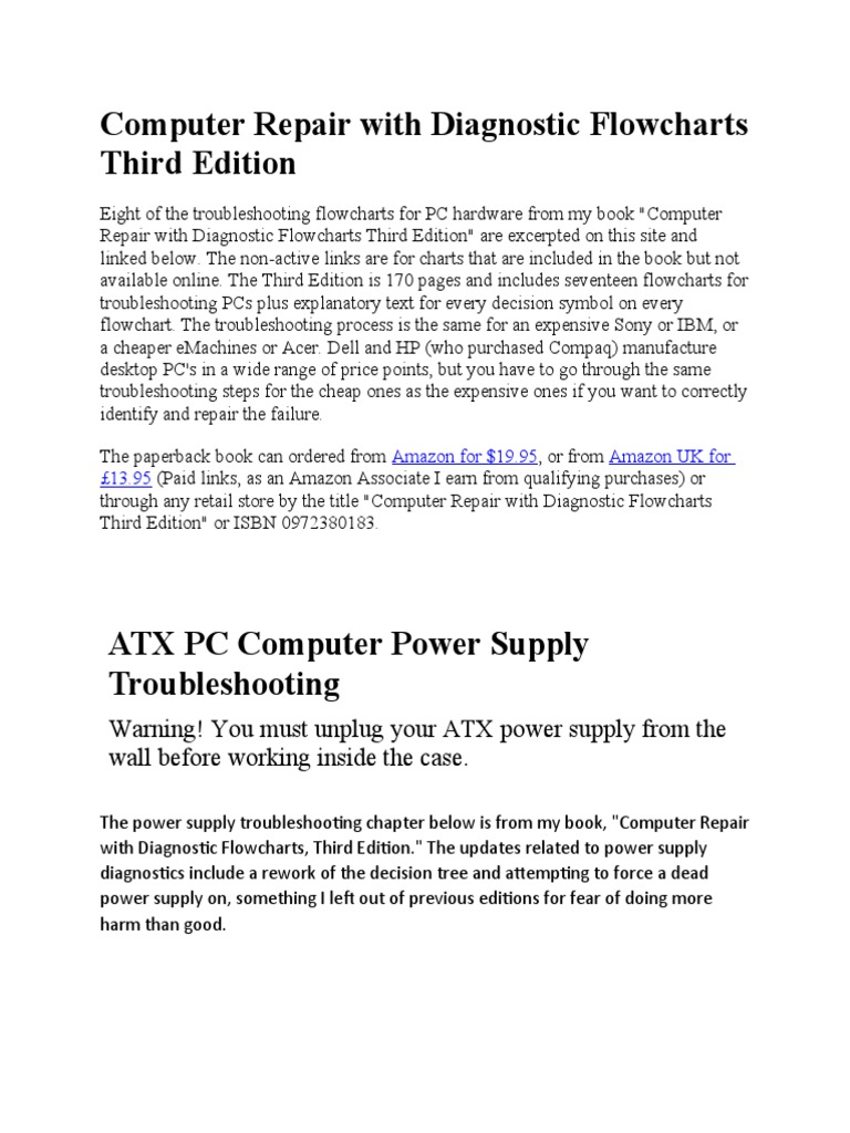 Computer Repair With Diagnostic Flowcharts Third Edition | PDF ...