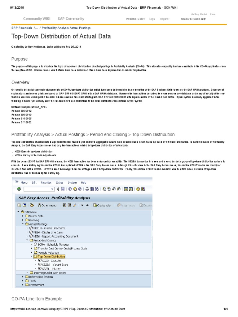 Top-Down Distribution of Actual Data - ERP Financials - SCN Wiki | PDF | Sap Se | Discounts And ...