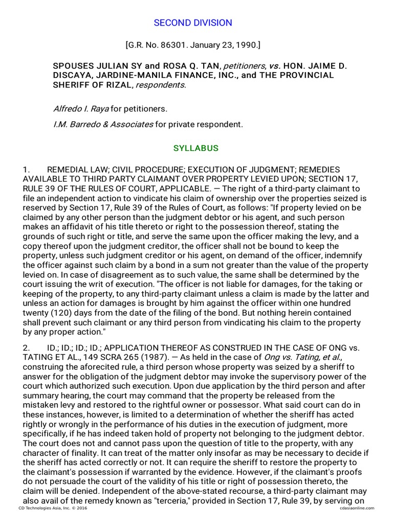 Discaya Property Issue Summary | PDF | Judgment (Law) | Lawsuit