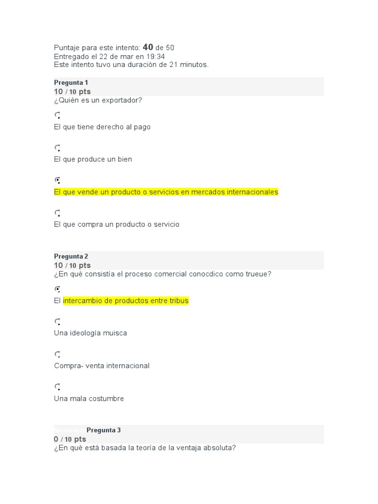 1 Quiz | PDF | Finanzas y dinero