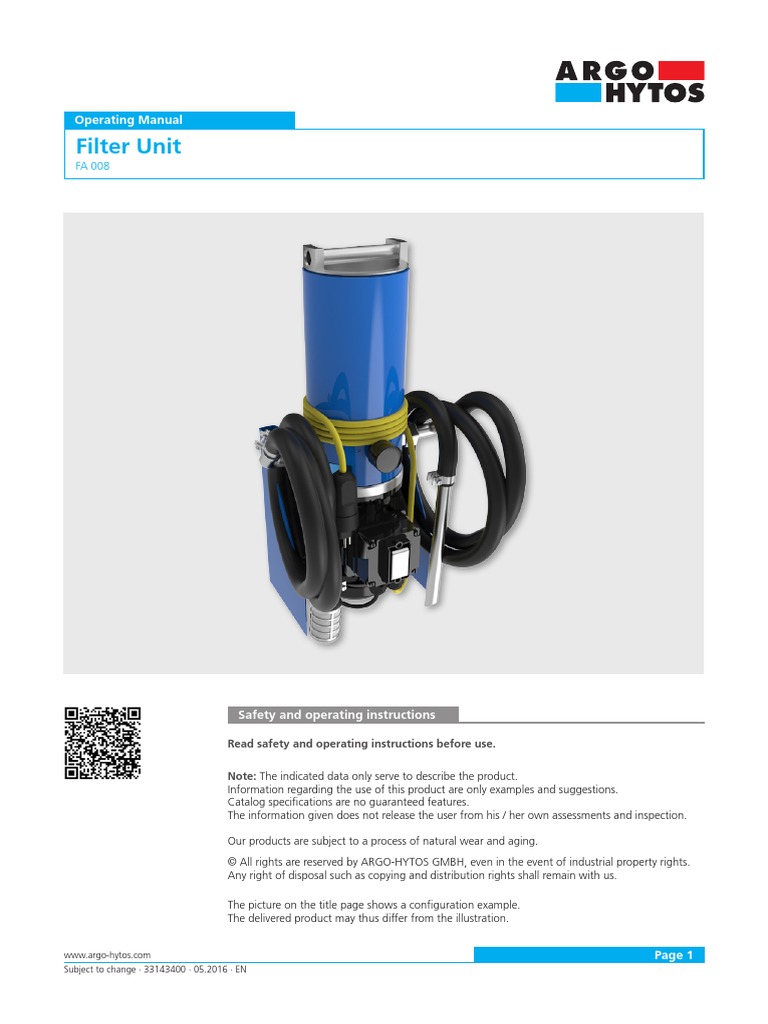 Filter Unit: Operating Manual | PDF | Pump | Safety