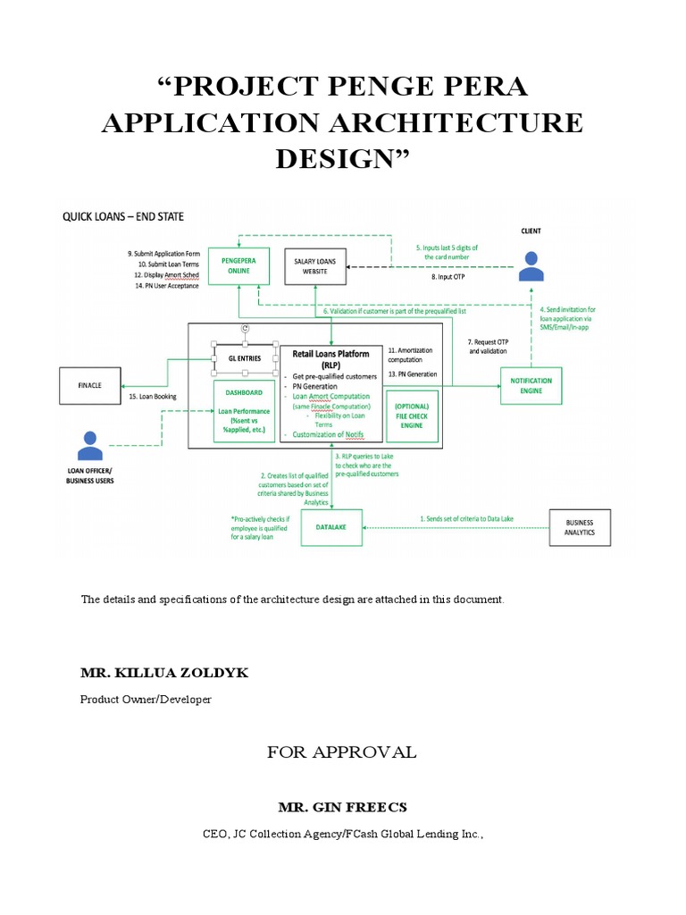 "Project Penge Pera Application Architecture Design": For Approval | PDF