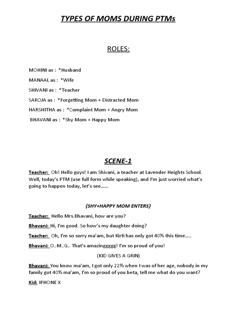 Types of Moms During PTMS: Roles | PDF