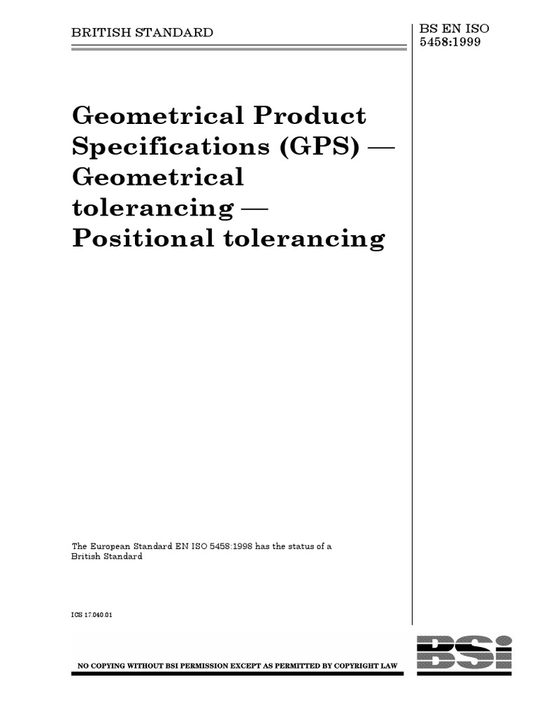 BS en Iso 5458 - 1998 | PDF | Engineering Tolerance | International ...