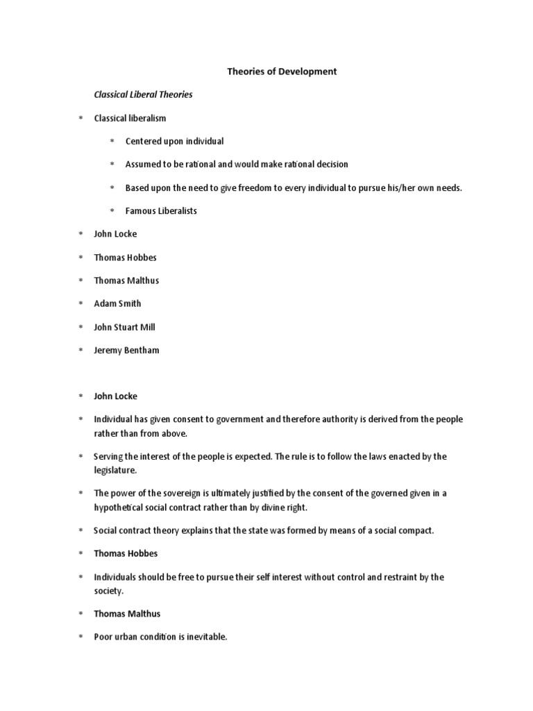 Theories of Development | PDF | Liberalism | Classical Liberalism