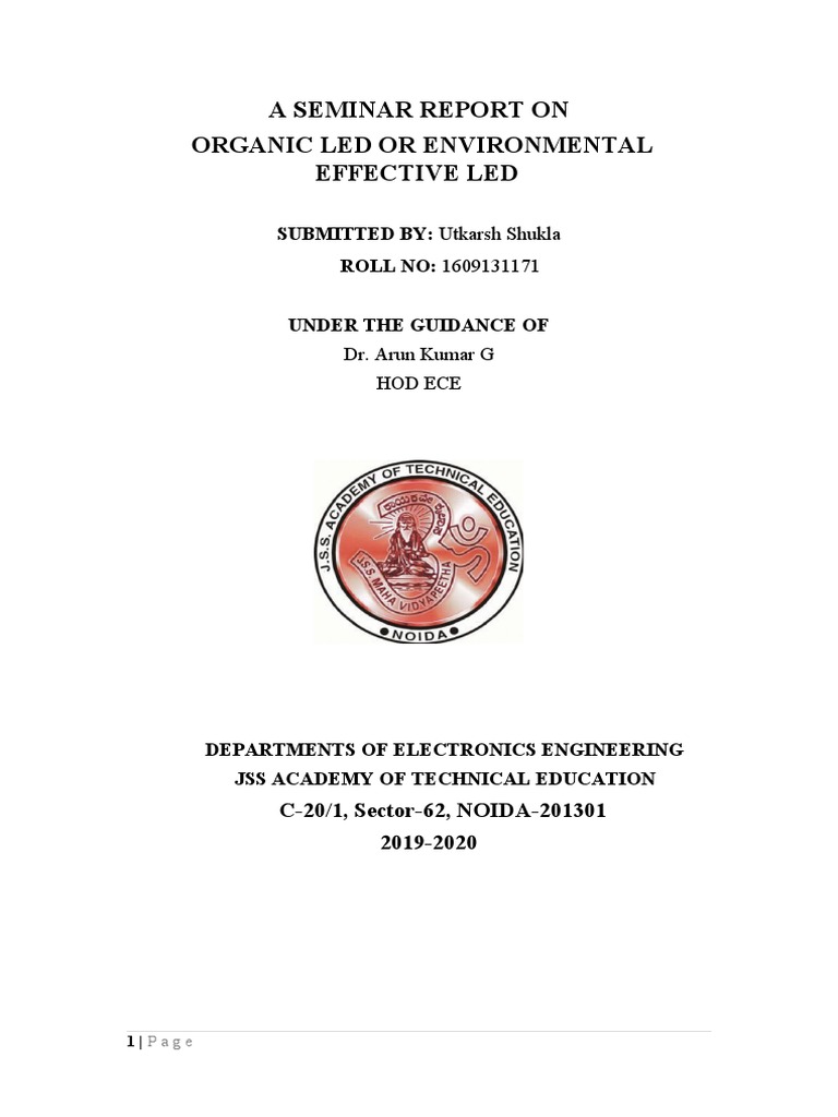A Seminar Report On Organic Led or Environmental Effective Led | PDF ...