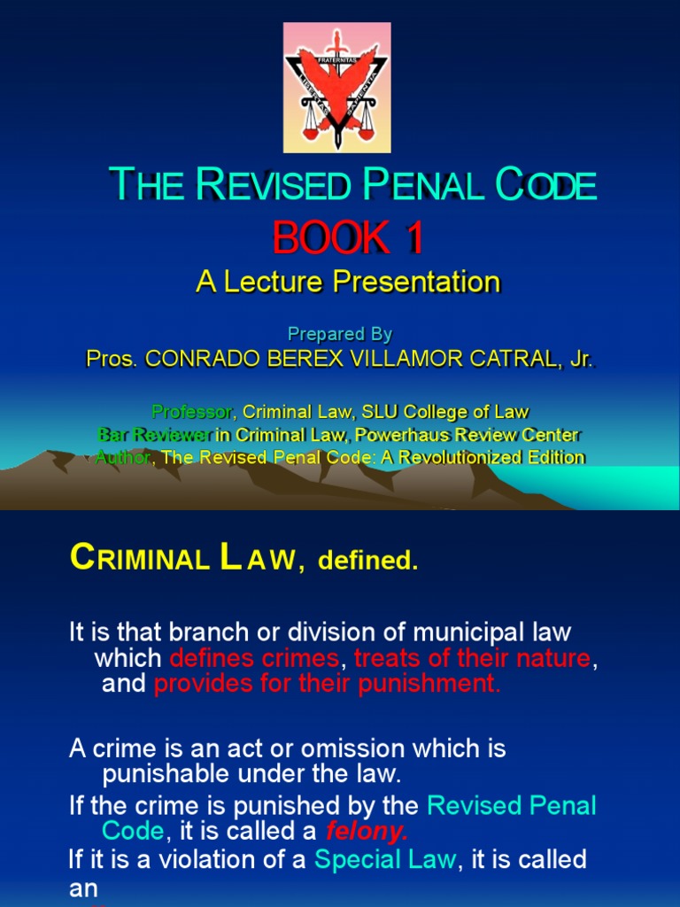 Overview of Revised Penal Code Book 1 | PDF | Crime & Violence | Crime ...