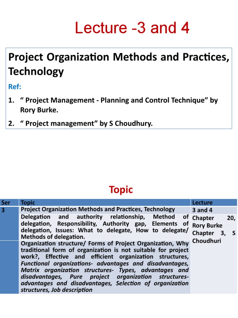 Lecture - 3 and 4: Project Organization Methods and Practices ...