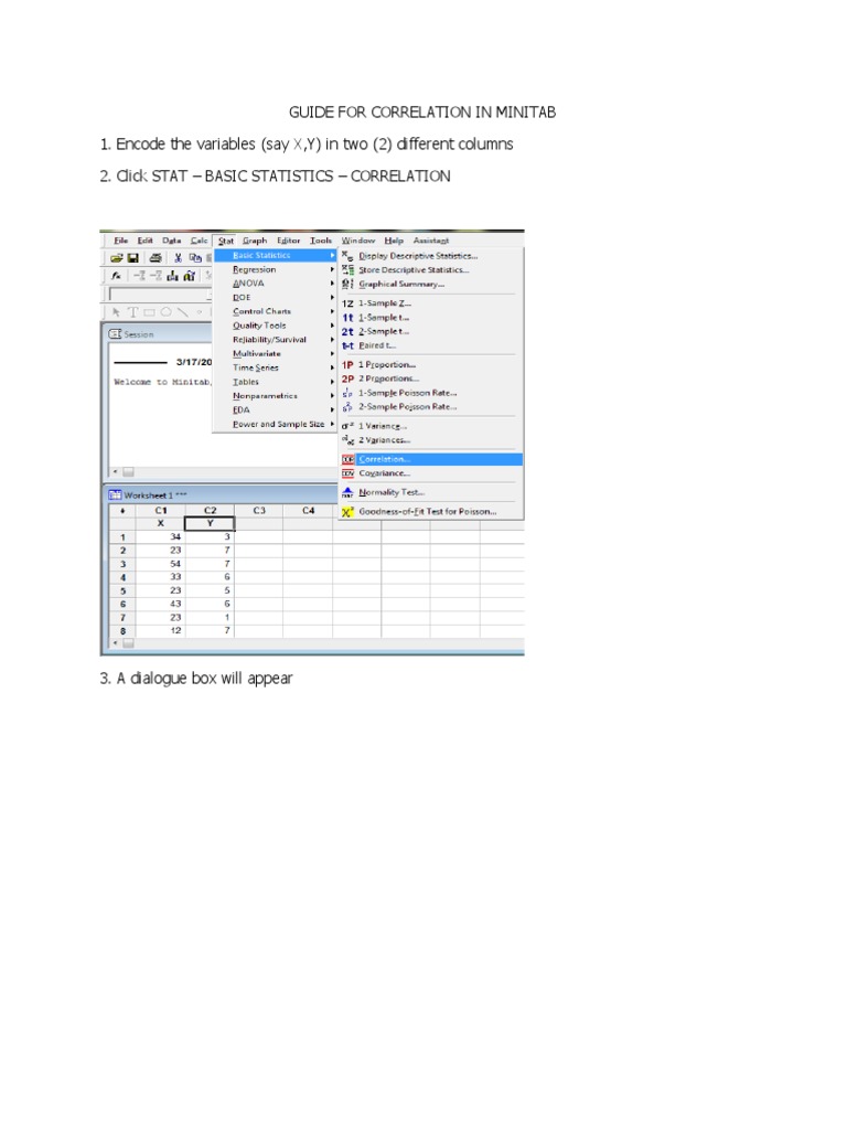 Correlation Minitab-Instruction | PDF