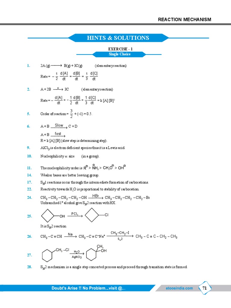 03 Reaction Mechanism (Solutions) | PDF | Chemical Reactions | Chemical ...