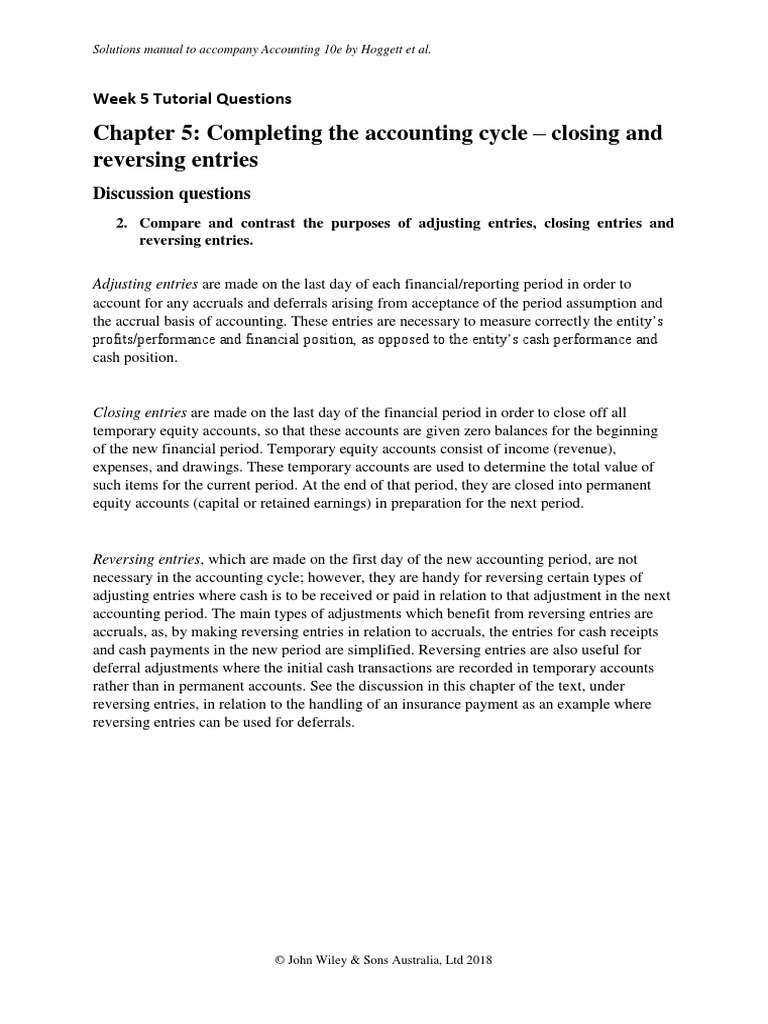 Week 5 Tutorial Solutions PDF | PDF | Debits And Credits | Expense