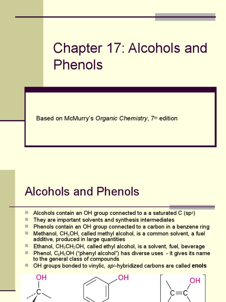 Chapter 17: Alcohols and Phenols: Based On Mcmurry'S Organic Chemistry, 7 Edition | PDF | Acid ...