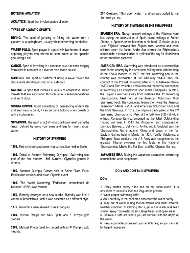 Grade 12 Physical Education and Health 3rd Quarter | PDF | Swimming ...