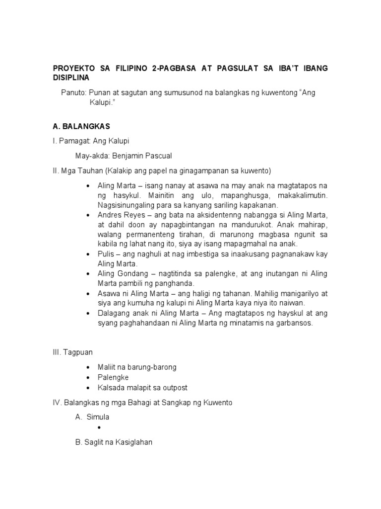 Proyekto Sa Filipino 2 | PDF