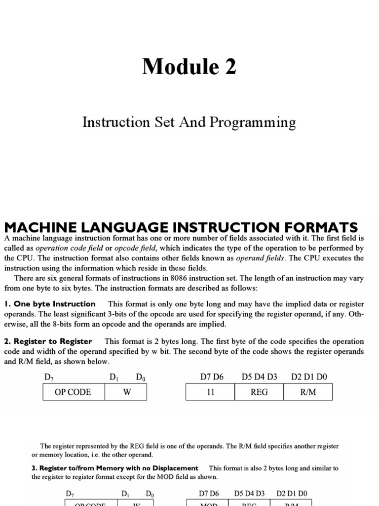 Instruction Set and Programming | PDF | Assembly Language | Computer Architecture