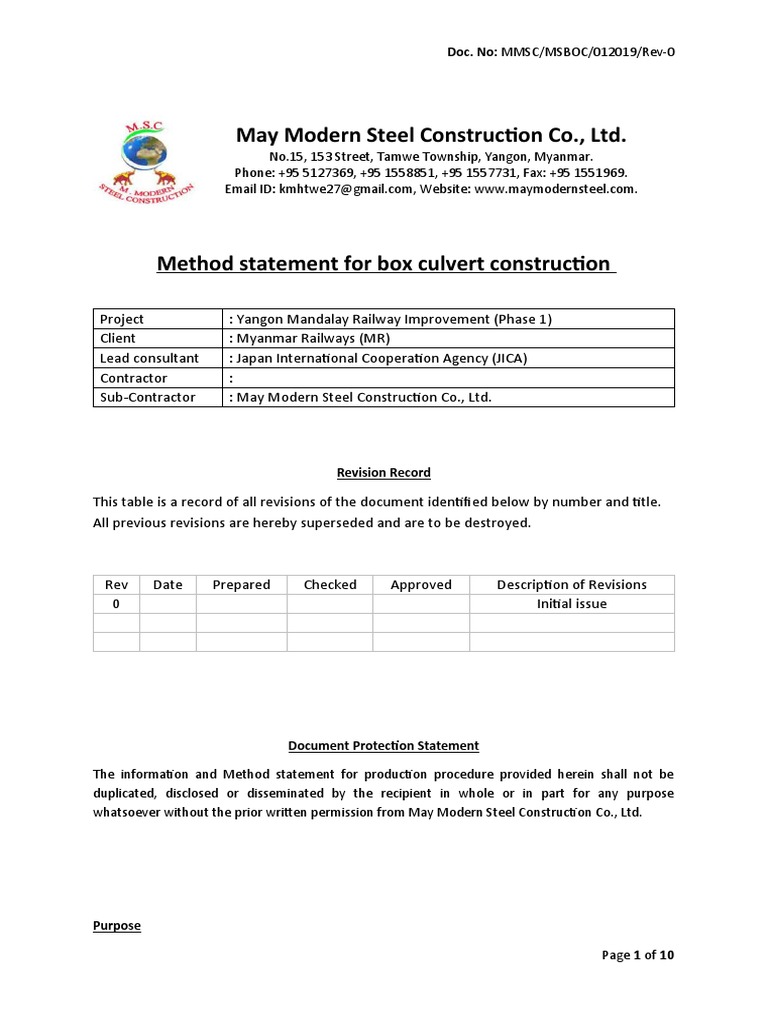 May Modern Steel Construction Co., LTD.: Doc. No: MMSC/MSBOC/012019/Rev ...