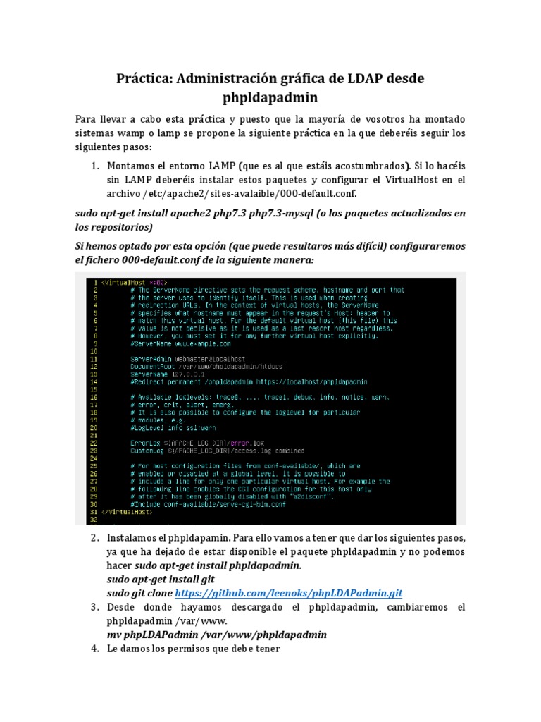Práctica Administración Gráfica de LDAP Desde Phpldapadmin | PDF