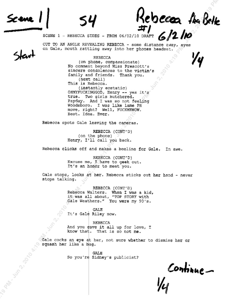 Scream 4 Script and Rebecca's Role | PDF