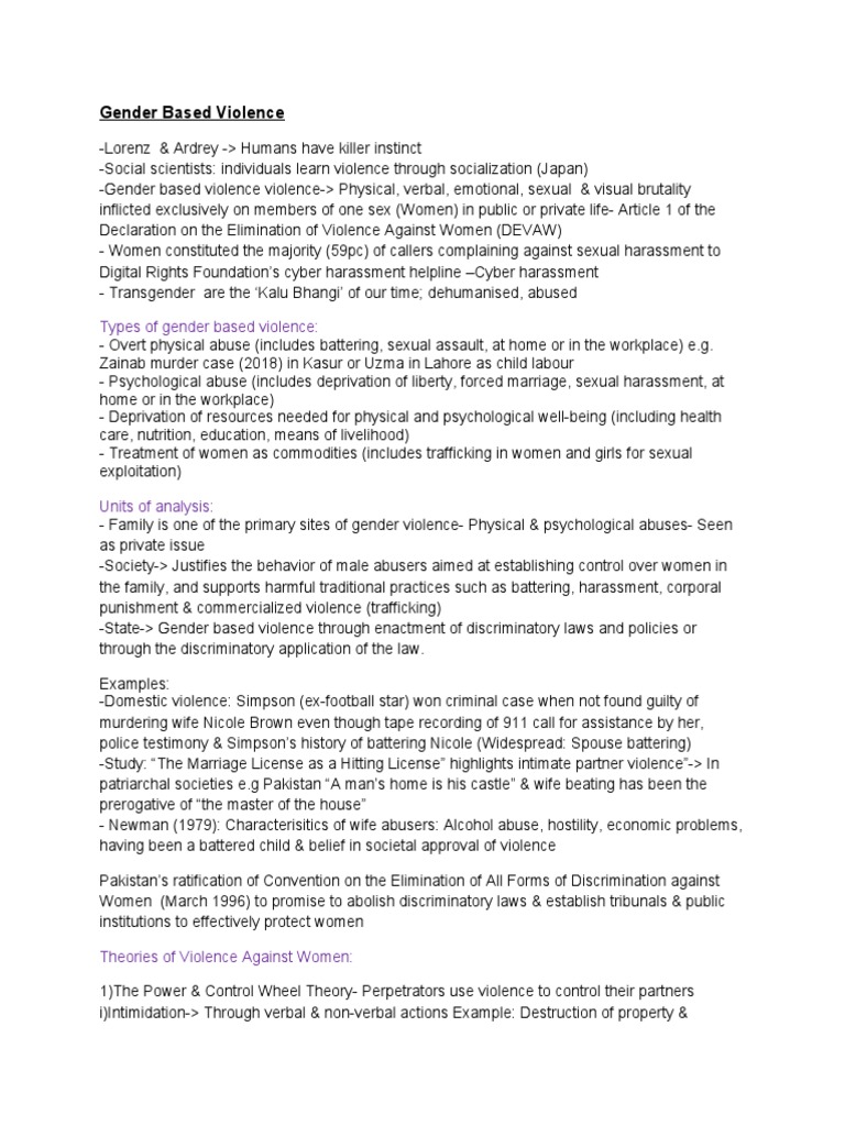 Gender Based Violence | PDF | Domestic Violence | Violence
