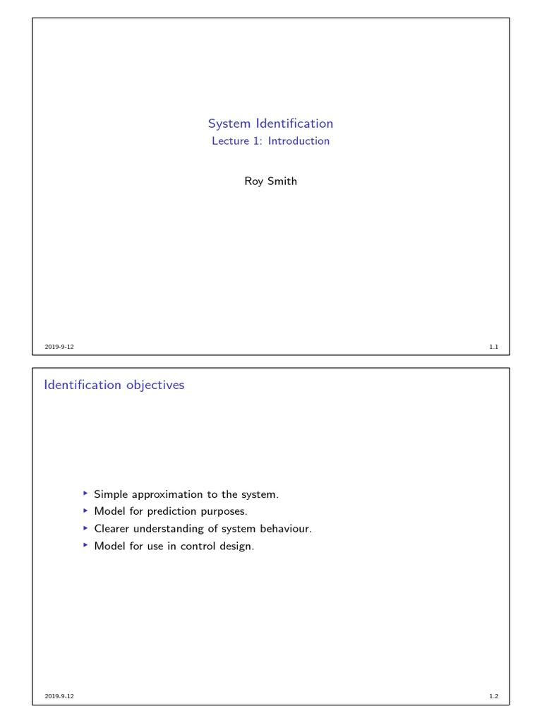 SysID Lecture01.small | PDF | Control Theory | Discrete Time And ...