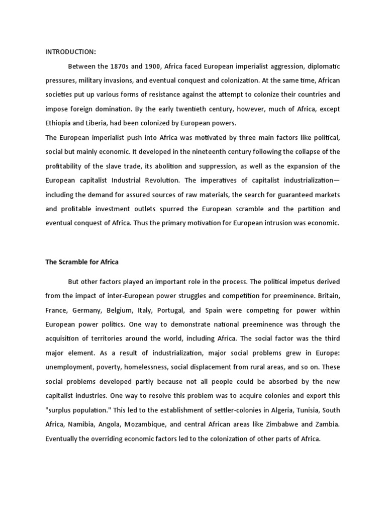 The Scramble for Africa: European Colonization and African Resistance ...