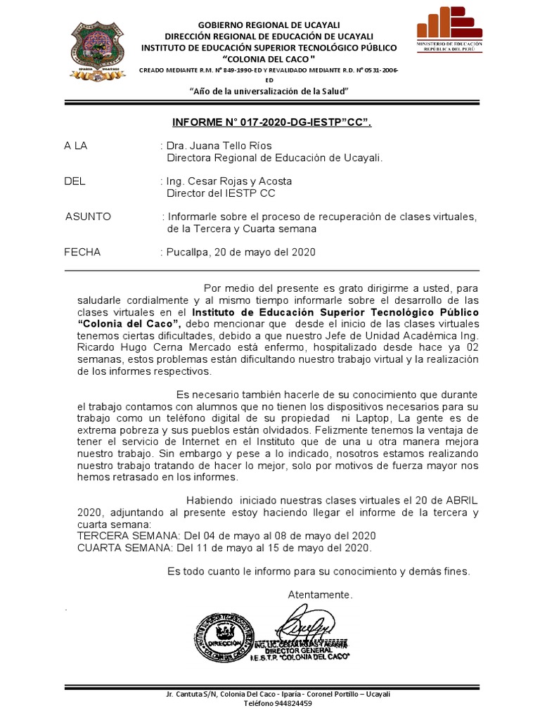 Informe de Clases Virtuales | PDF | Educación avanzada | Escuelas