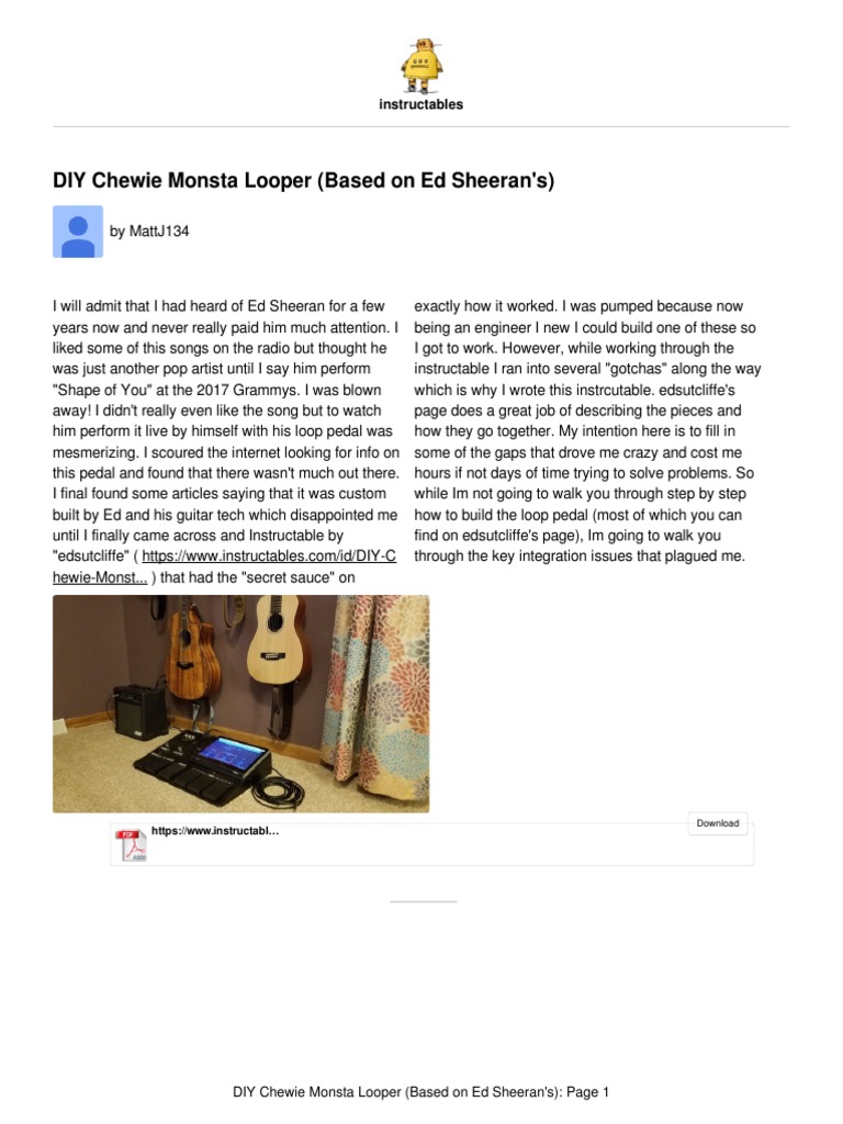 DIY Chewie Monsta Looper (Based On Ed Sheeran's) : Instructables | PDF ...