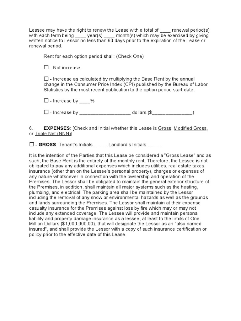 Expenses Check And Initial Whether This Lease Is Gross Modified