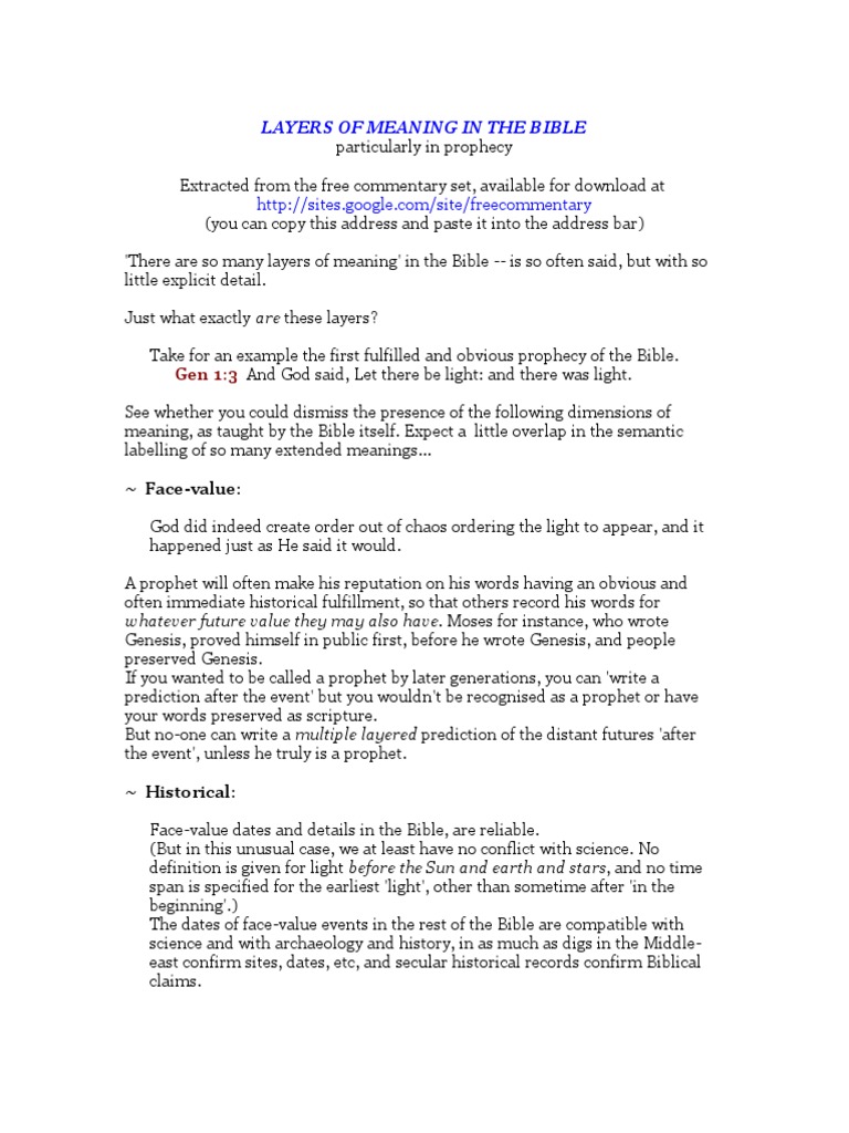 Layers of Meaning in Biblical Prophecy | PDF | Genesis Creation ...