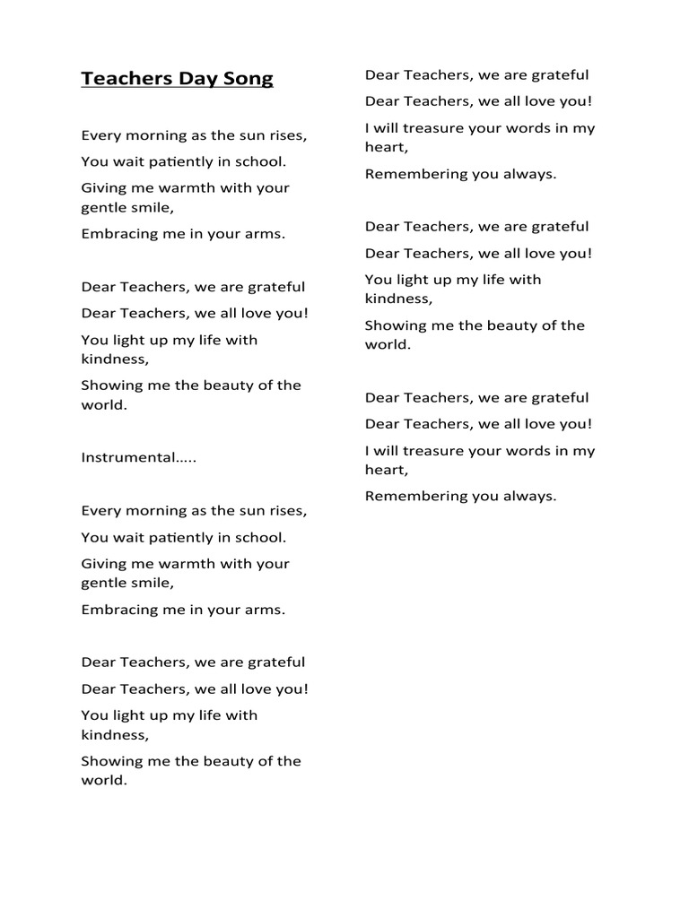 Heartfelt Teachers Day Tribute Song | PDF