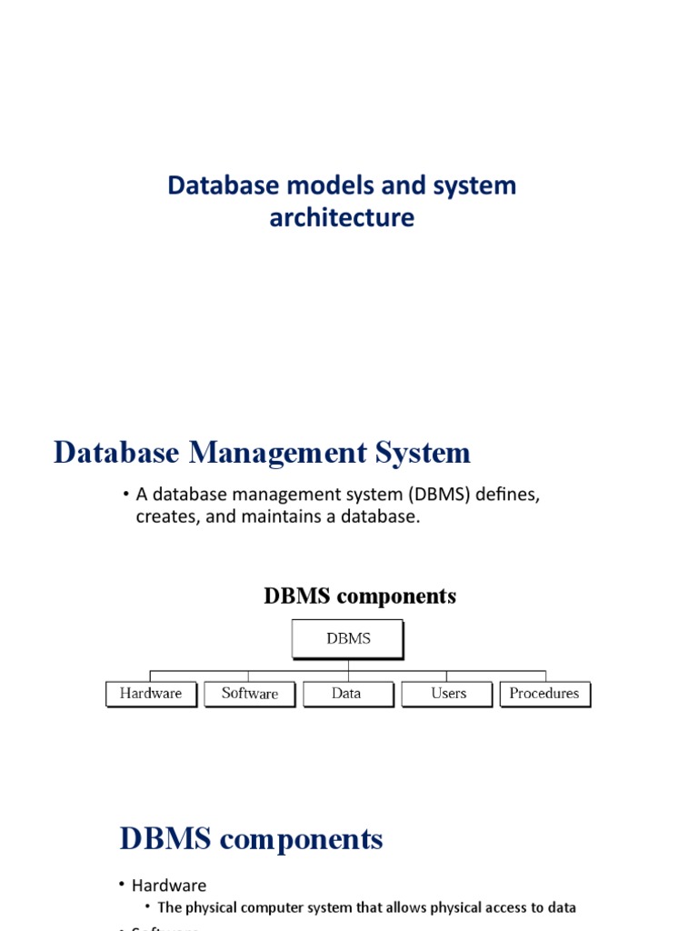 Database Models and System Architecture | PDF | Relational Database ...