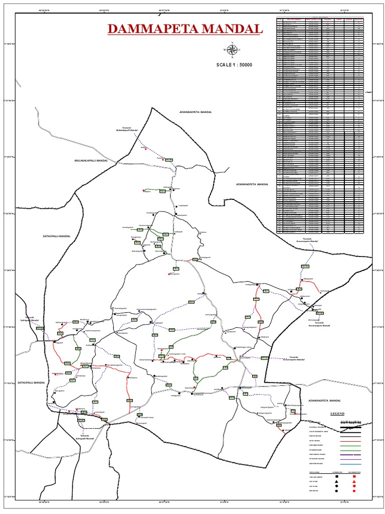 Dammapeta Mandal: SCALE 1: 50000 | PDF | Physical Geography | Space