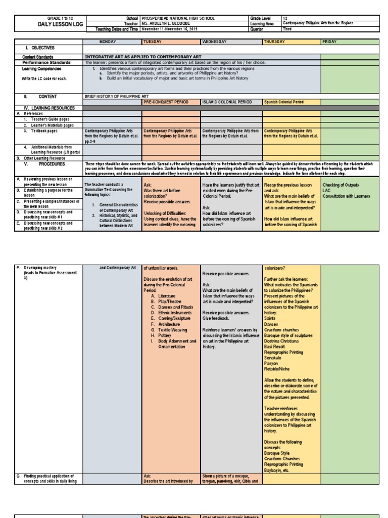 DLL in Contemporary Arts | PDF | Philippines | Learning
