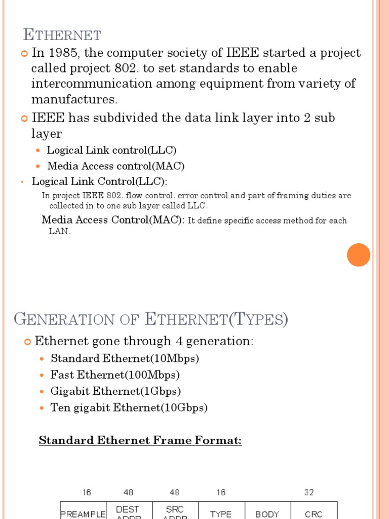 Ethernet Standards and Network Types Overview | PDF | Packet Switching ...