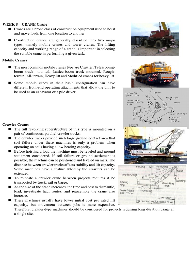 Week 8 - Crane Crane | Download Free PDF | Crane (Machine) | Manufactured Goods
