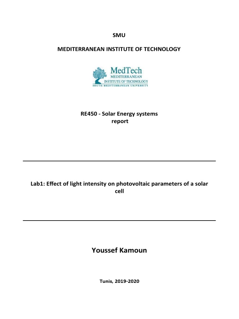 Light Intensity Report Final Youssef Kamoun | PDF | Photovoltaics ...