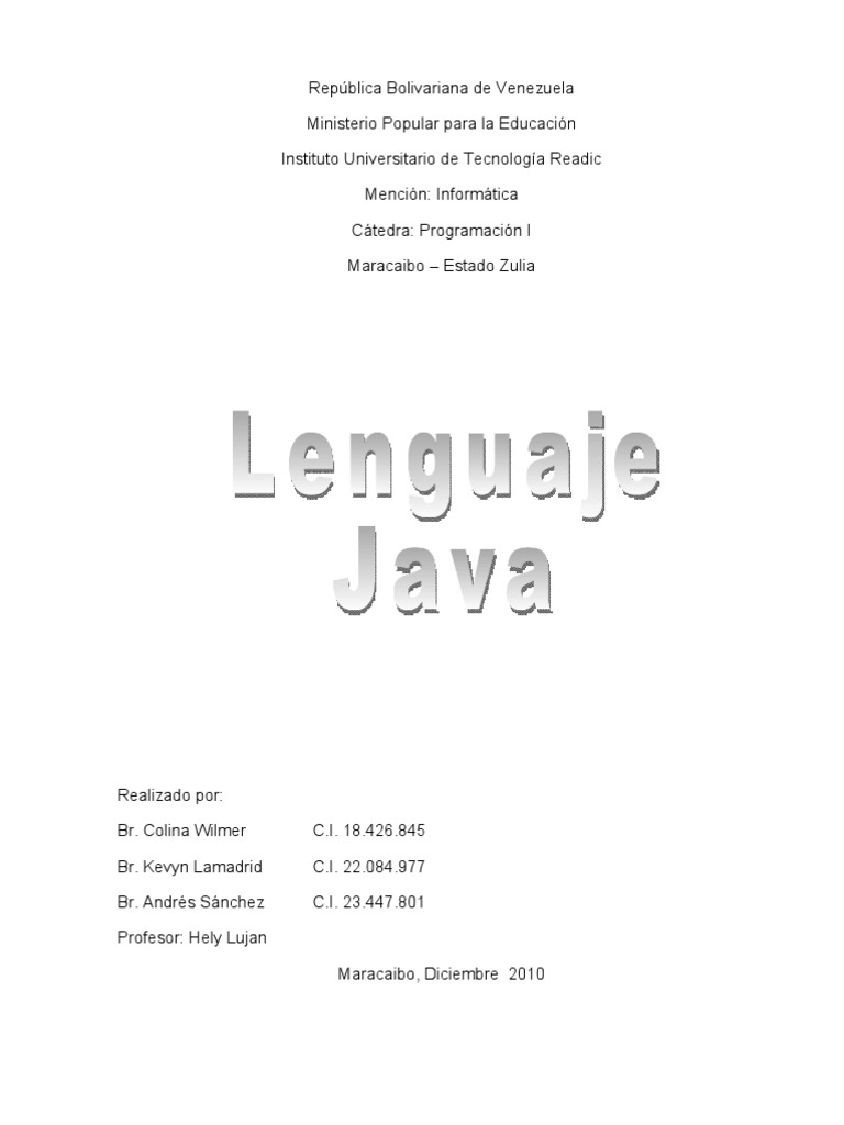 Portada de Programacion 1 | PDF | Java (lenguaje de programación ...