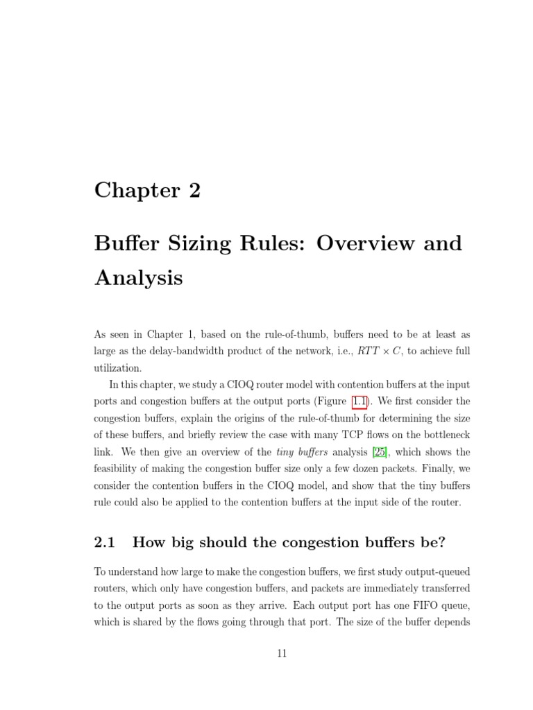 Buffer Sizing Rules: Overview and Analysis: 2.1 How Big Should The ...