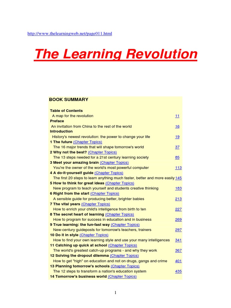 Learning Revolution Book Summary | PDF | Brain | Multimedia